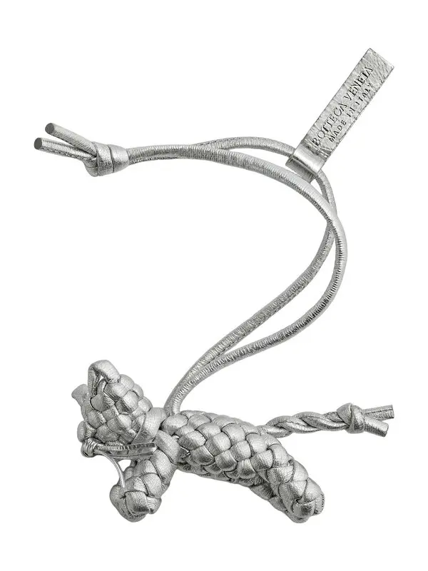 Bottega Veneta Intreccio Nappa Leather Cat Charm - Silver