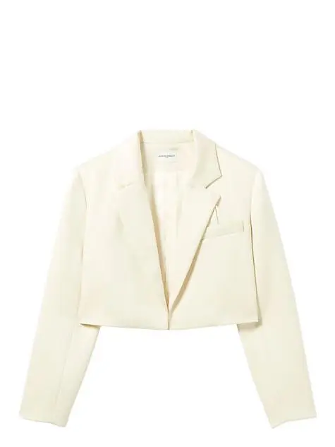 Claudie Pierlot Tailored Cropped Satin Jacket - Ivory
