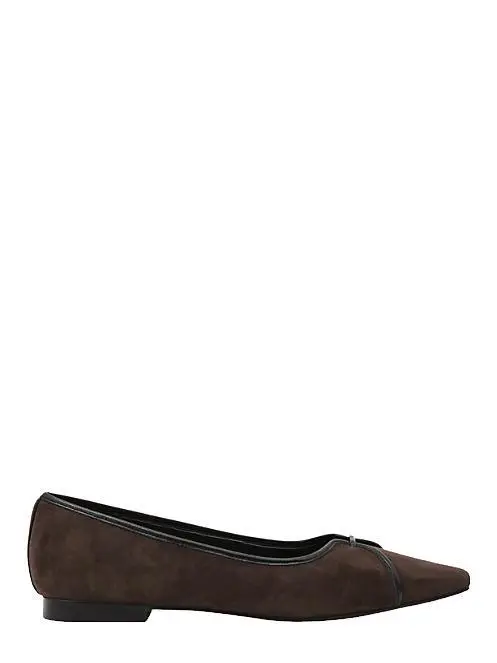 REISS Evelyn Suede Ballet Flats - Chocolate