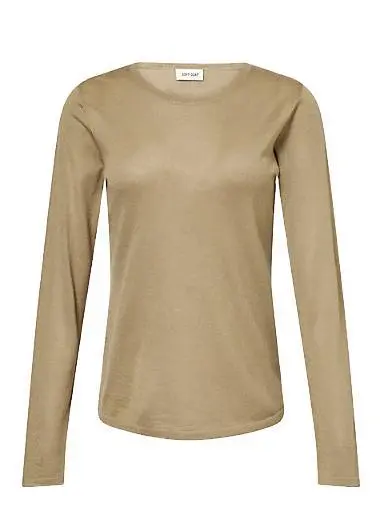 Soft Goat Featherlight Round-neck Silk And Cashmere Jumper - Khaki