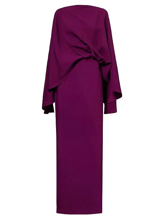 TALLER MARMO Eolia Flared-sleeves Woven Maxi Dress - Plum
