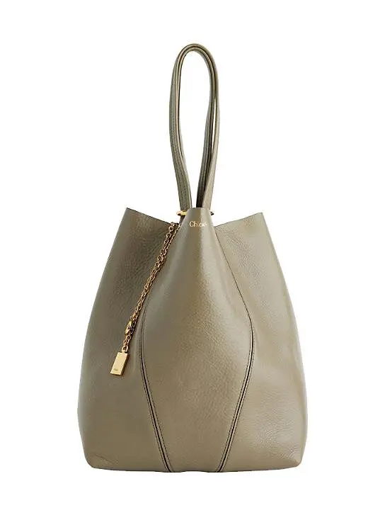 Chloé Spin Medium Leather Tote Bag - Aloe Green