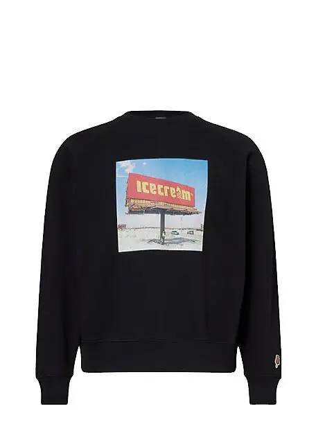 ICECREAM Billboard Graphic Cotton-jersey Sweatshirt - Black