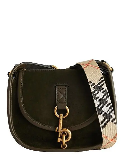 Burberry Clip Messenger Small Suede Cross Body Bag - Weald