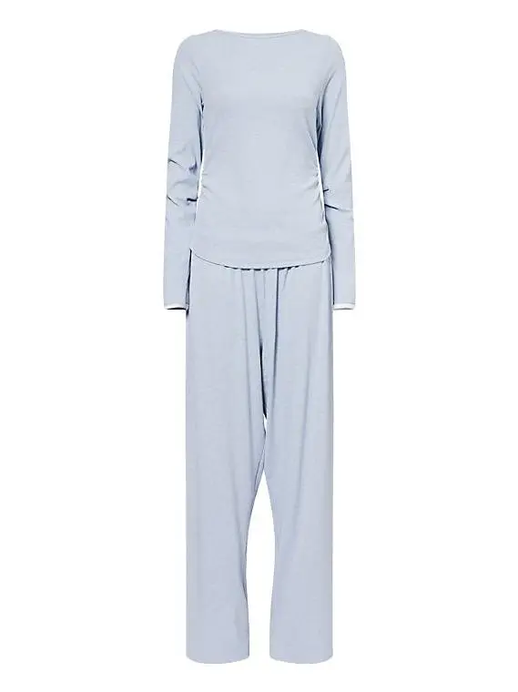 TREATS Late Checkout Long-sleeve Top And Trousers Set - Lightblue