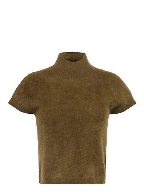 ME+EM Brushed High-neck Cashmere Top - Intense Olive