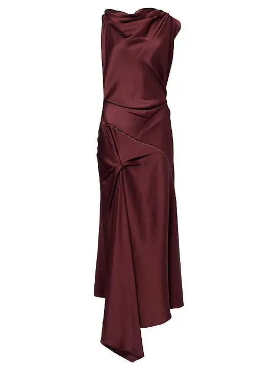 Victoria Beckham Slim-fit Draped Woven Midi Dress - Cinnabar Red