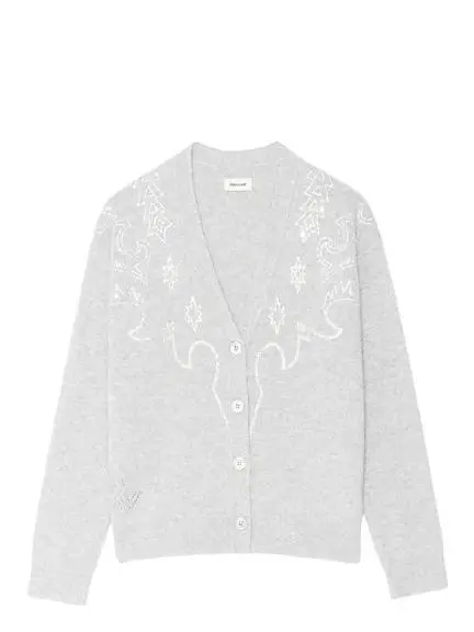 Zadig&Voltaire Mirkaz Rhinestone-embellished Cashmere Cardigan - Gris Chine Clai