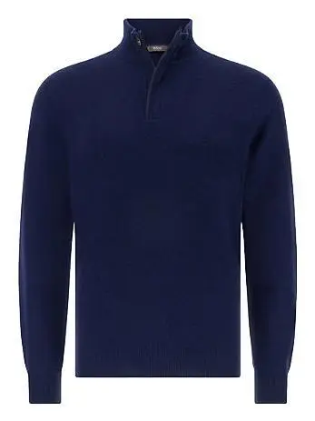 Boggi Milano Wool And Cashmere Half-zip Jumper - Navy Blue