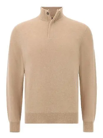 Boggi Milano Wool And Cashmere Half-zip Jumper - Beige
