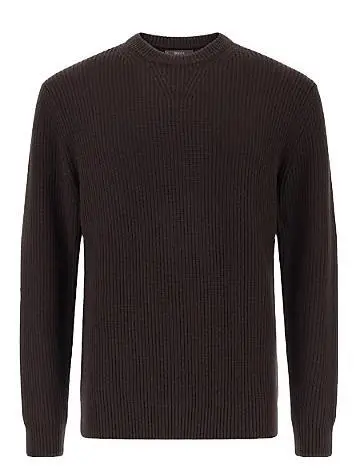 Boggi Milano Merino Wool Crewneck Jumper - Brown