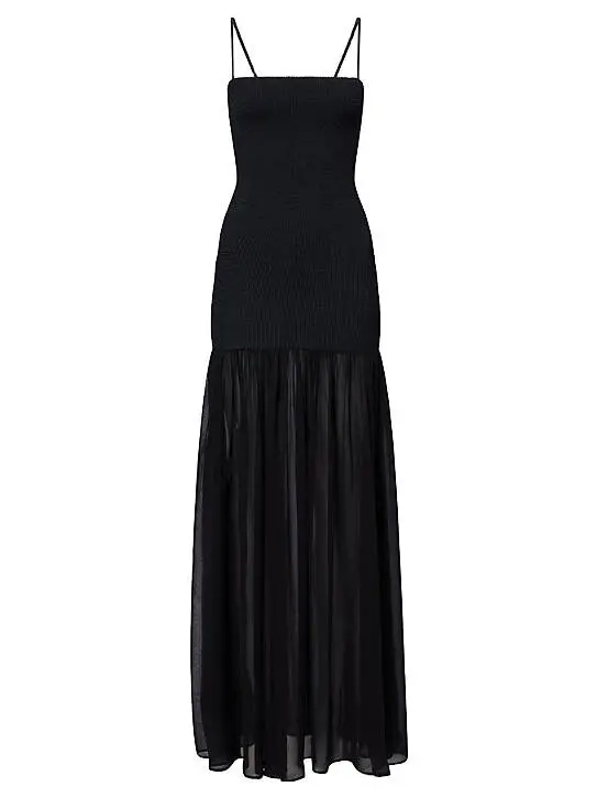 Hunza G Hybrid Square-neck Maxi Dress - Black