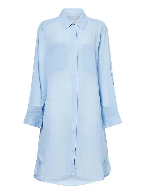 Seafolly Crinkle Cotton Shirt - Cornflower