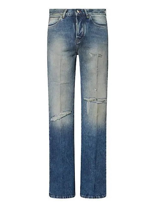 Amiri Slashed Boot-cut Denim Jeans - Blue