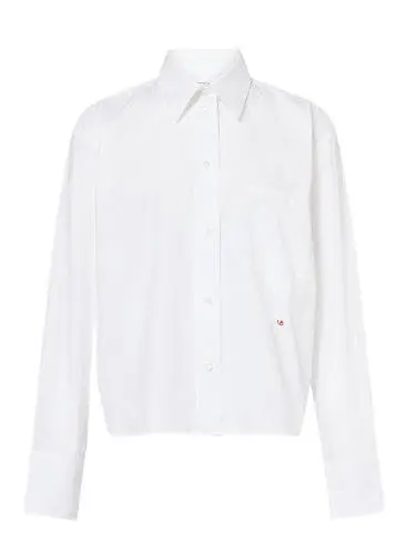 Victoria Beckham Relaxed-fit Cropped Cotton-poplin Shirt - White