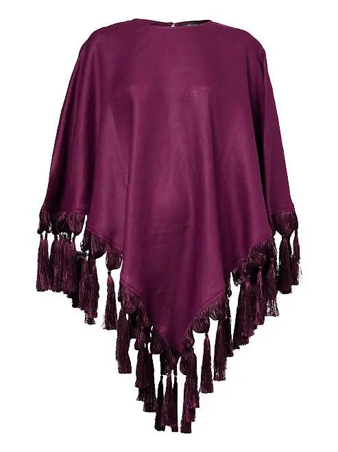 TALLER MARMO Gloria Tassel Linen Kaftan - Plum