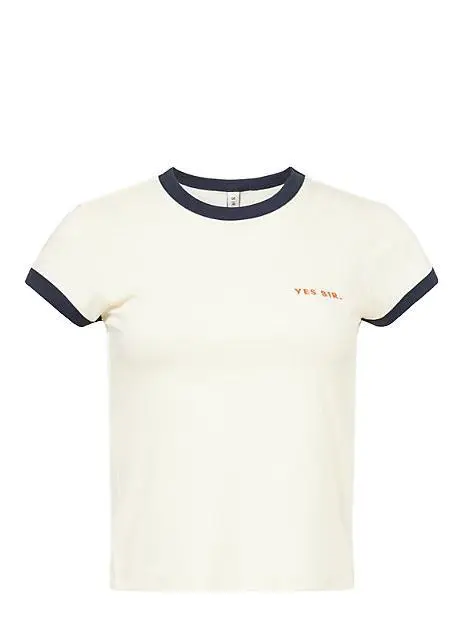 Sir The Label Embroidered Logo Fitted Stretch-cotton T-shirt - Ivory