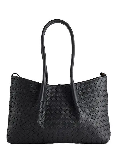 Bottega Veneta Pinacoteca Small Leather Tote Bag - Black/fondant-m Br