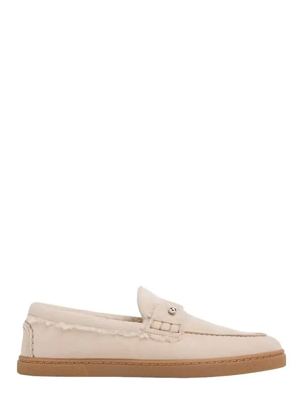 CHRISTIAN LOUBOUTIN Chambeliboat Shearling-lined Suede Boat Shoes - Off White