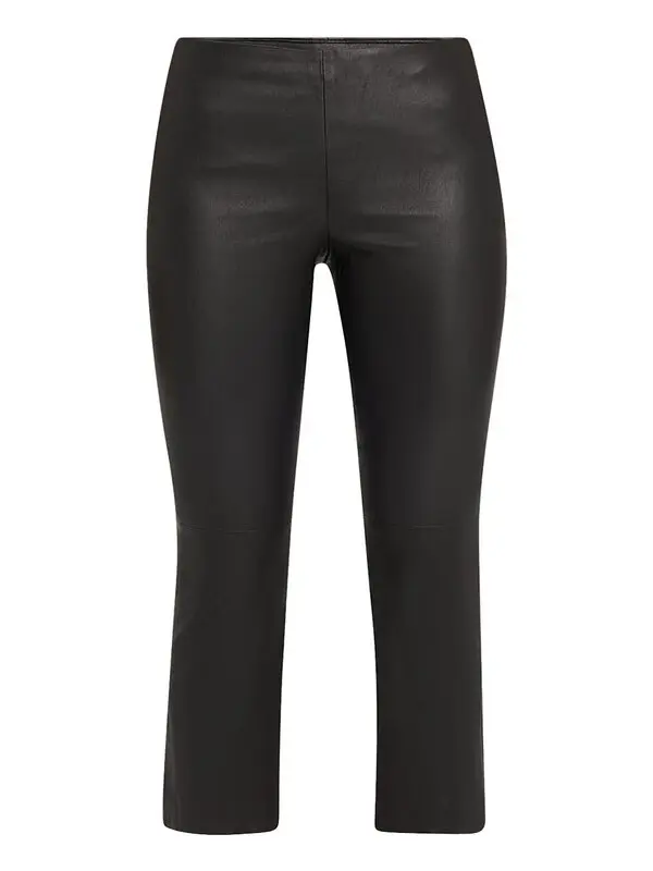 Vince Slim Cropped Leather Pants - Black