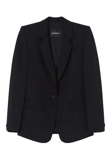 Emporio Armani Single-breasted Jacket With Lurex Pinstripes - Black