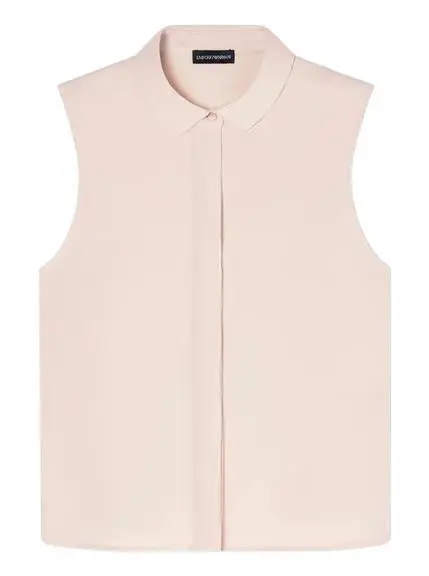 Emporio Armani Sleeveless Technical Gabardine Shirt - Pink