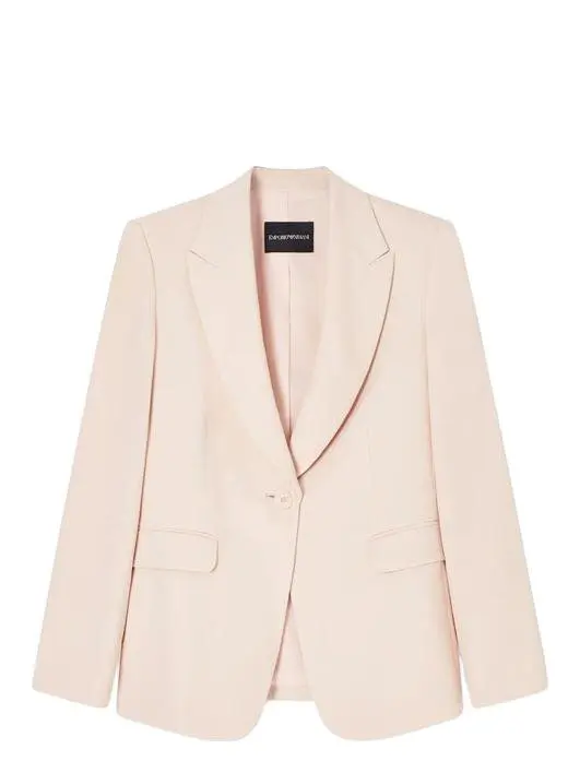 Emporio Armani Single-breasted Jacket In Technical Gabardine - Pink