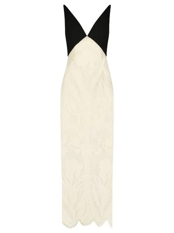Lela Rose Floral Embroidered Tulle V-neck Sheath Dress - Black
