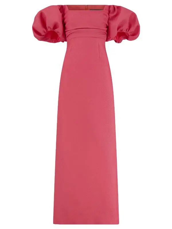 Lela Rose Textured Satin Thelma Gown - Pink
