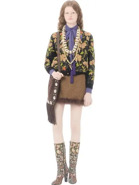 Valentino Garavani Houndstooth Mini Skirt - Brown