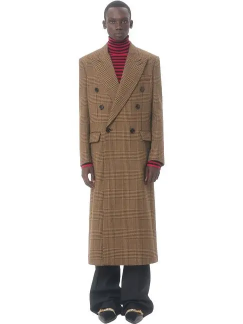 Valentino Garavani Double-breasted Wool Coat With Glen Plaid Pattern - Black