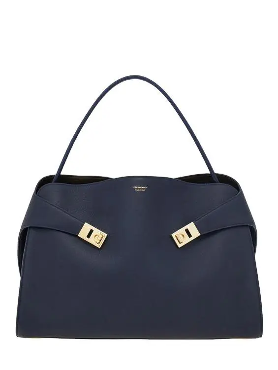 FERRAGAMO Hug Soft Shoulder Bag - Navy