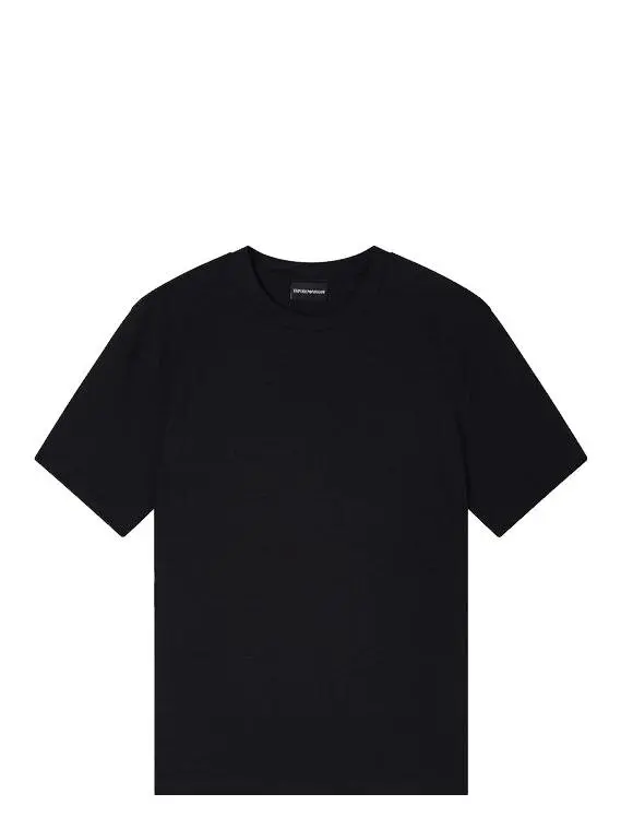 Emporio Armani Jersey T-shirt With All-over Jacquard Lettering - Black