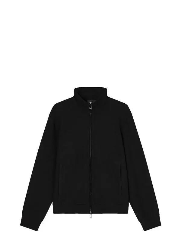 Emporio Armani Full-zip Lyocell Blend Sweatshirt With Jacquard Lettering - Black