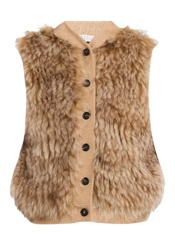 Brunello Cucinelli Cashmere Trimmed Sheep Shearling Vest - Cbr81 Came