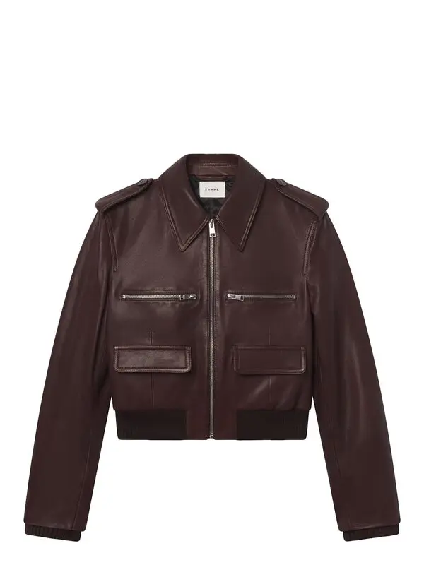 FRAME Aviator Leather Jacket - Americano