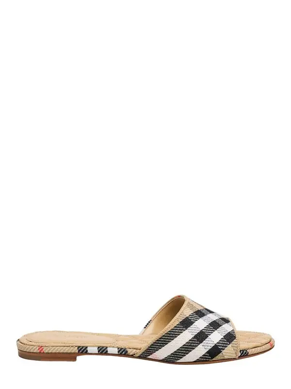 Burberry Check Flat Slide Sandals - Sand Ip Ch