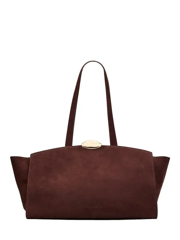 Benedetta Bruzziches Serena Curved Nubuck Leather Shoulder Bag - Mulled Win