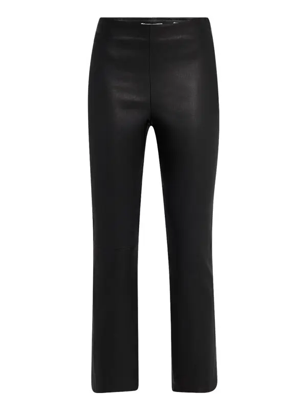 Vince Slim Cropped Leather Pants - Black