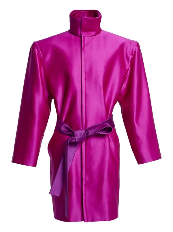 Saint Laurent Belted Silk Jacket - Fuxia
