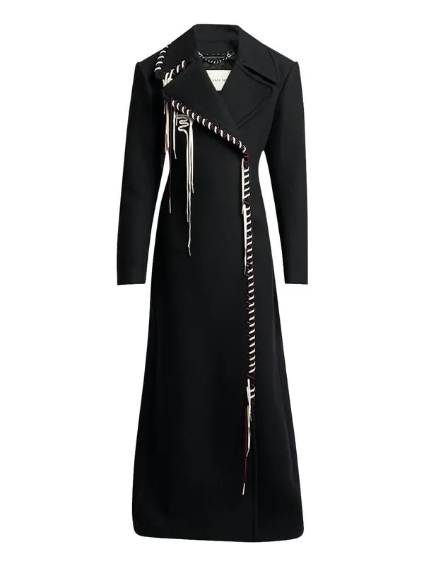 Dries Van Noten Embellished Floor-length Wool Coat - Black