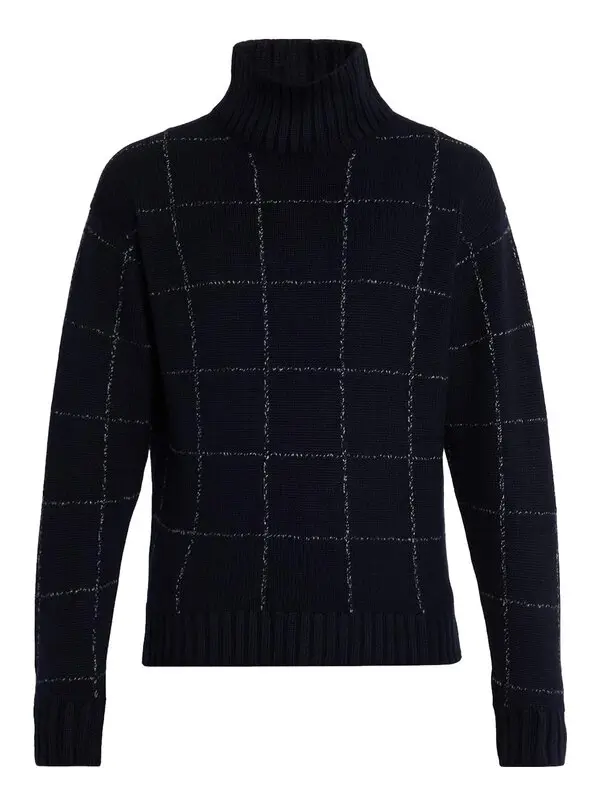 Dunhill Cashmere Check Intarsia Sweater - House Navy