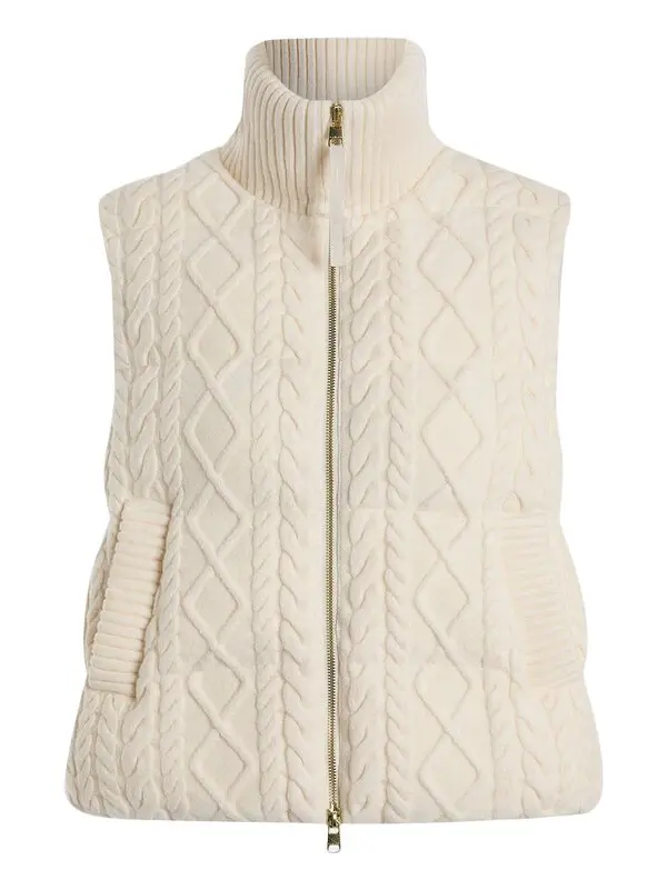 Varley Irina Cable-knit Puffer Vest - Egret