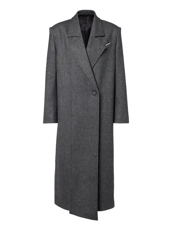 Attico Wool-blend Double-breasted Coat - Grey
