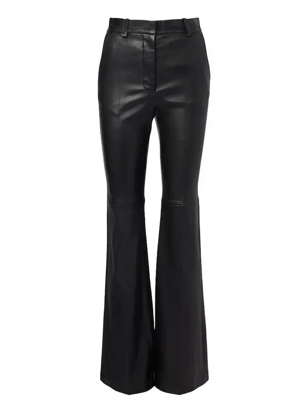 JOSEPH Tafira Mid-rise Flared Leather Pants - Black