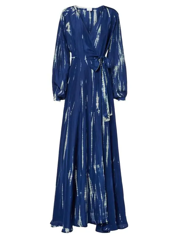 Anna Kosturova Tie-dye Silk Wrap Maxi Dress - Blue
