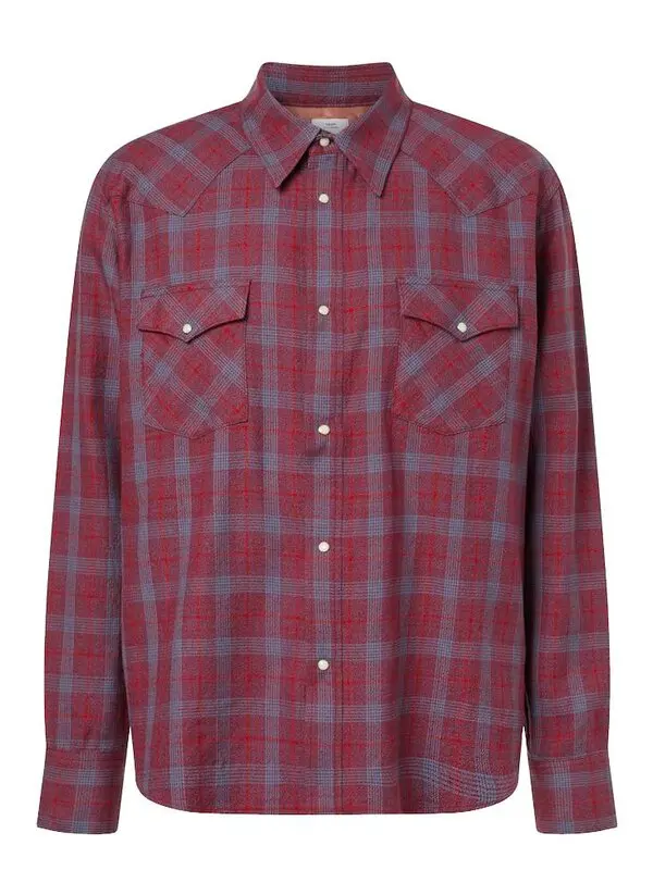 Visvim Four Corners Checked Wool And Linen Shirt - Red