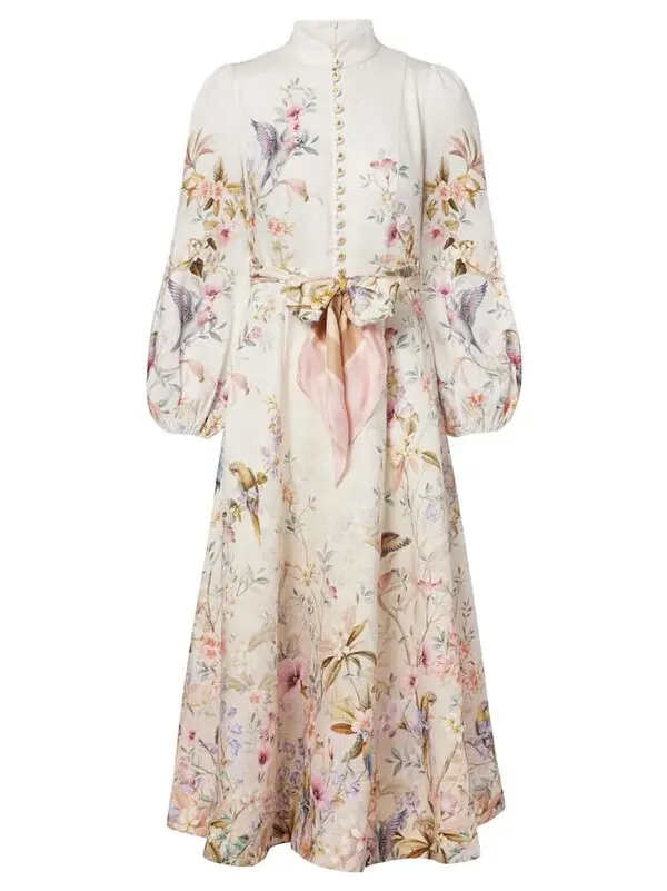 Zimmermann Rebellion Printed Linen Midi Dress - Multicoloured