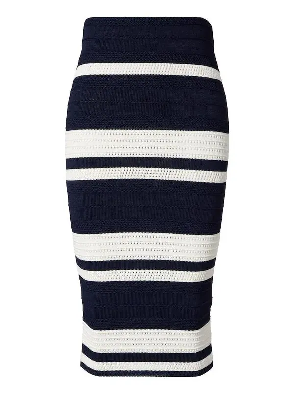 Ralph Lauren Striped Knitted Pencil Skirt - Blue