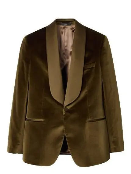 Paul Smith The Soho Tailored-fit Khaki Velvet Evening Blazer - Green
